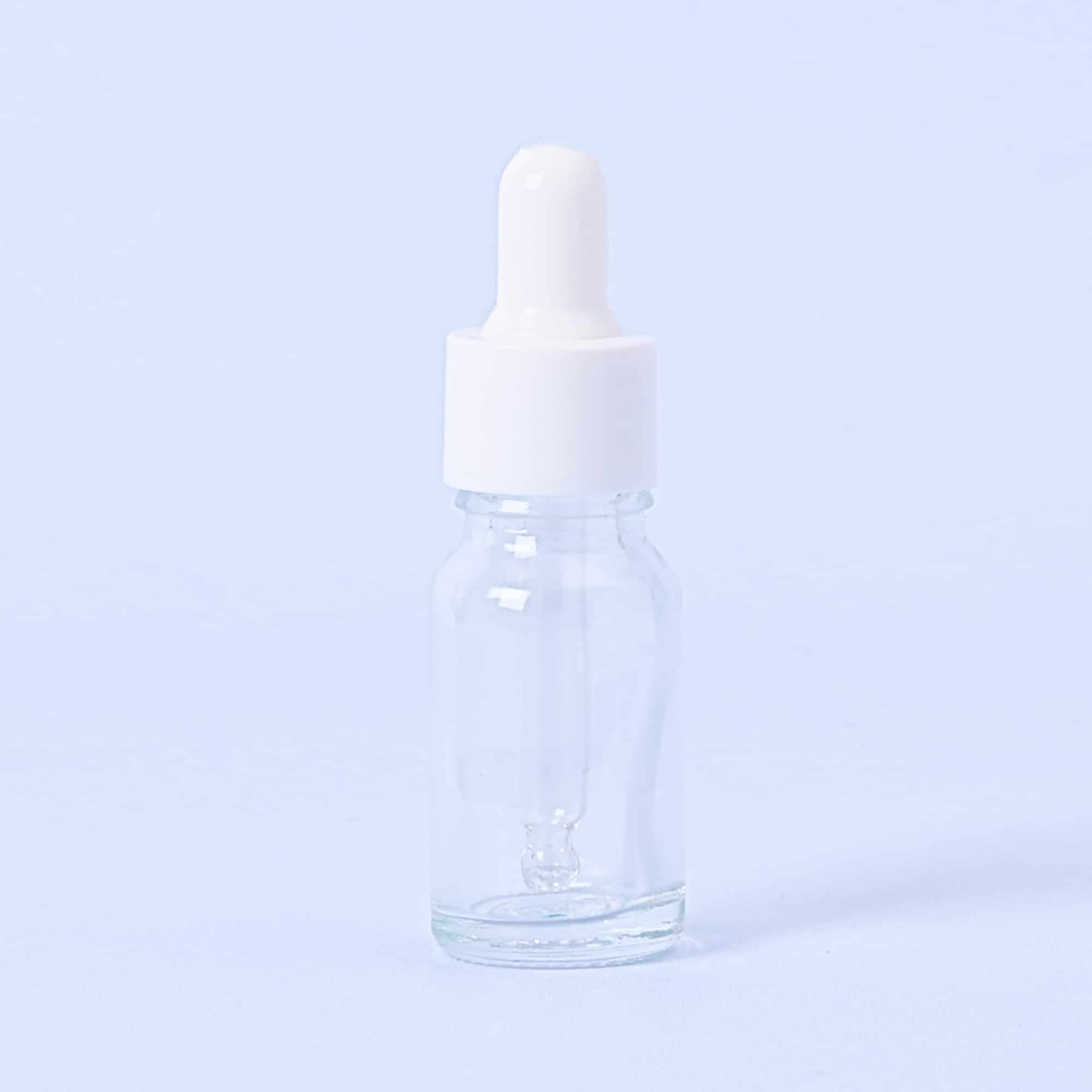 10ml Clear Glass Dropper Bottle With White Pipette