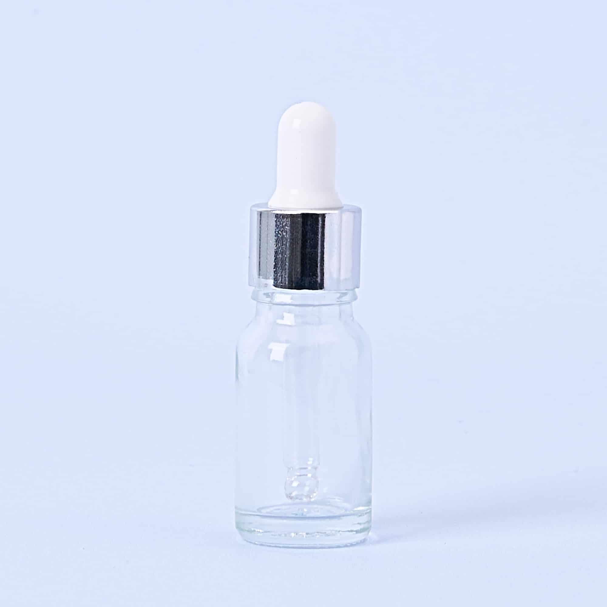 10ml Clear Glass Dropper Bottle With Silver Pipette